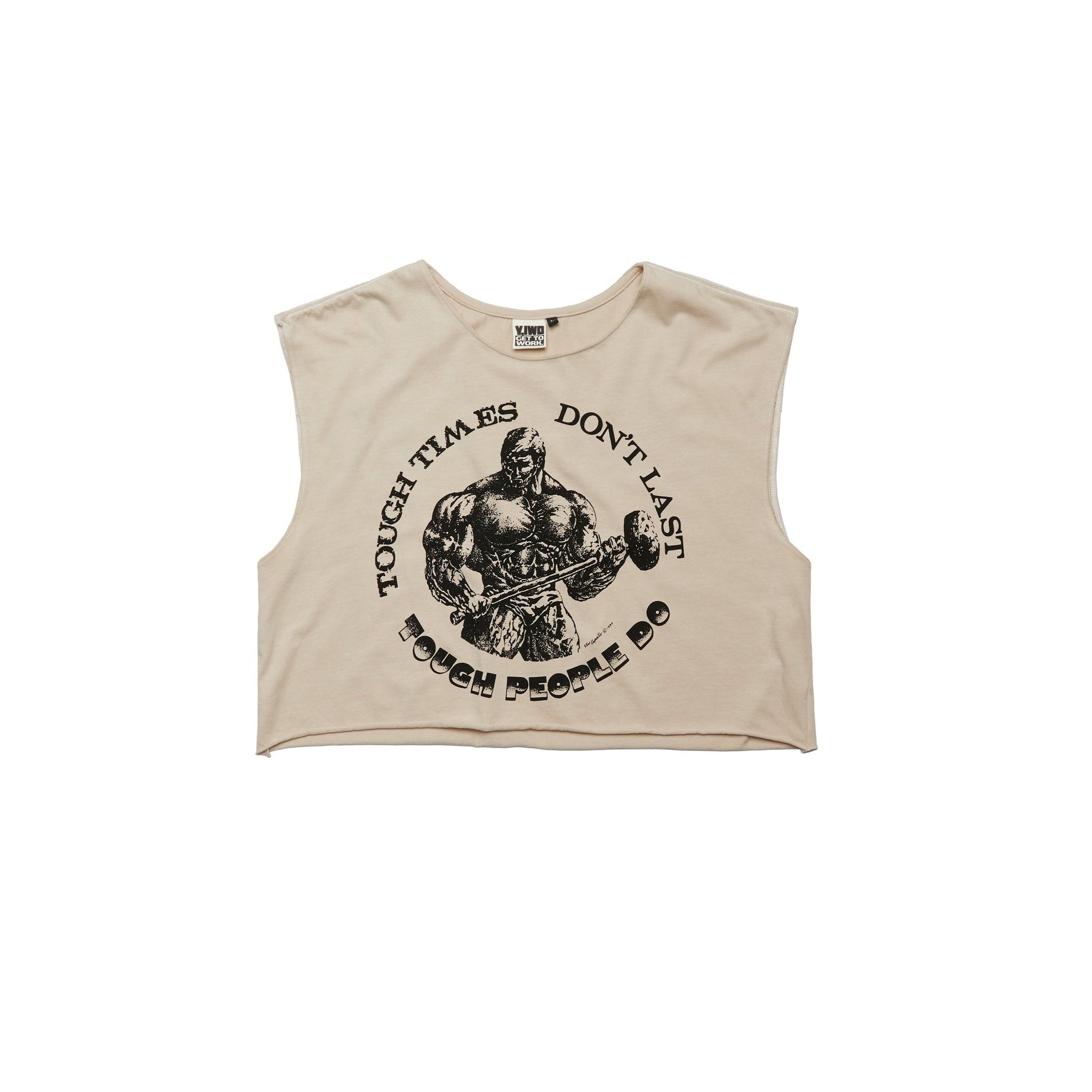 Shredded: "Tough Times" Cropped Muscle Tee – Yeah I Work Out